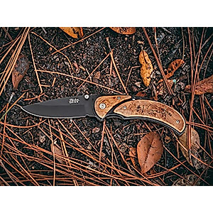 P. Graham Dunn Number One Grandpa Brushed Black 5 x 2 Stainless Steel and Wood Pocket Knife