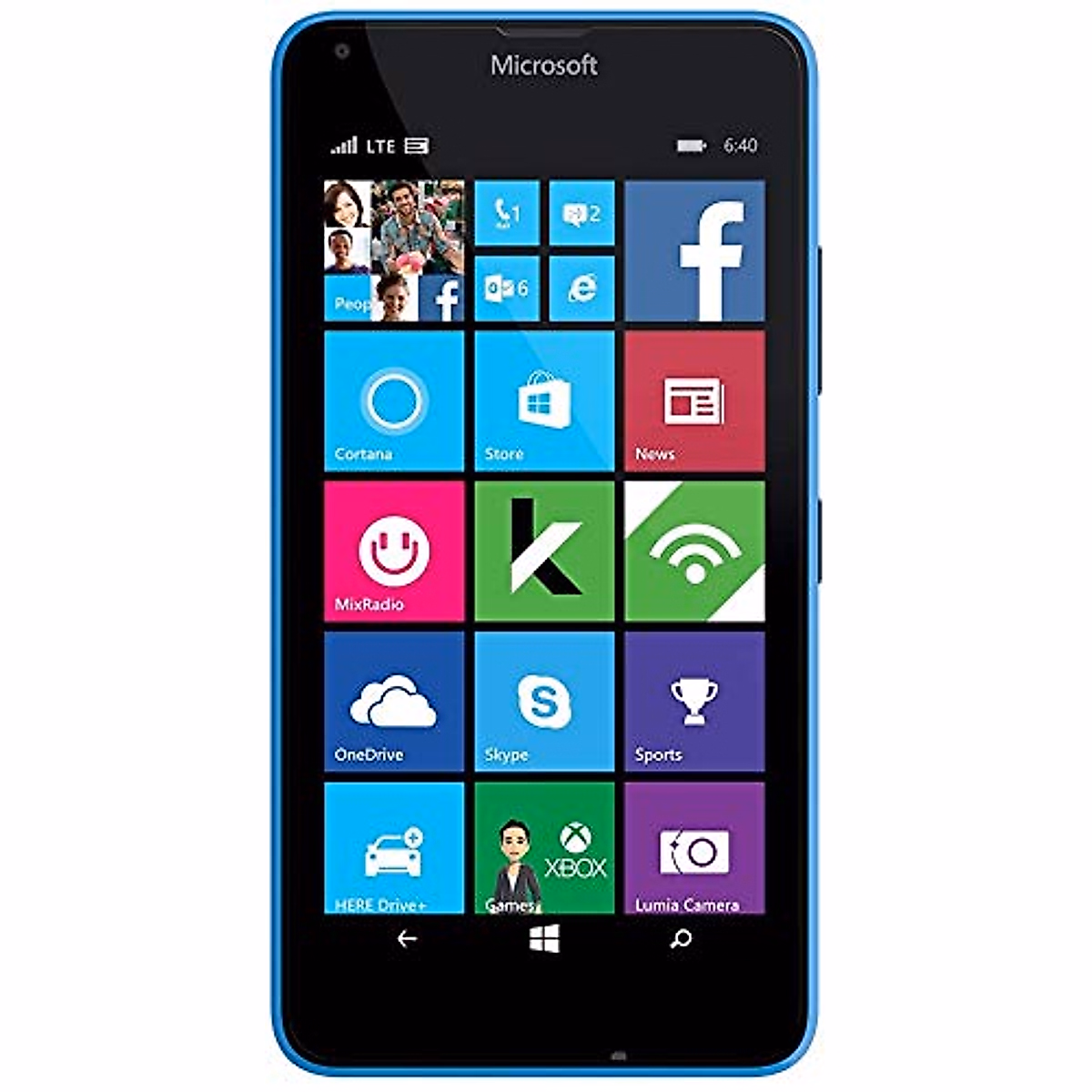 Microsoft Windows Lumia 640 LTE Black 8GB 5" RM-1073 (Cricket LOCKED) Cyan Blue