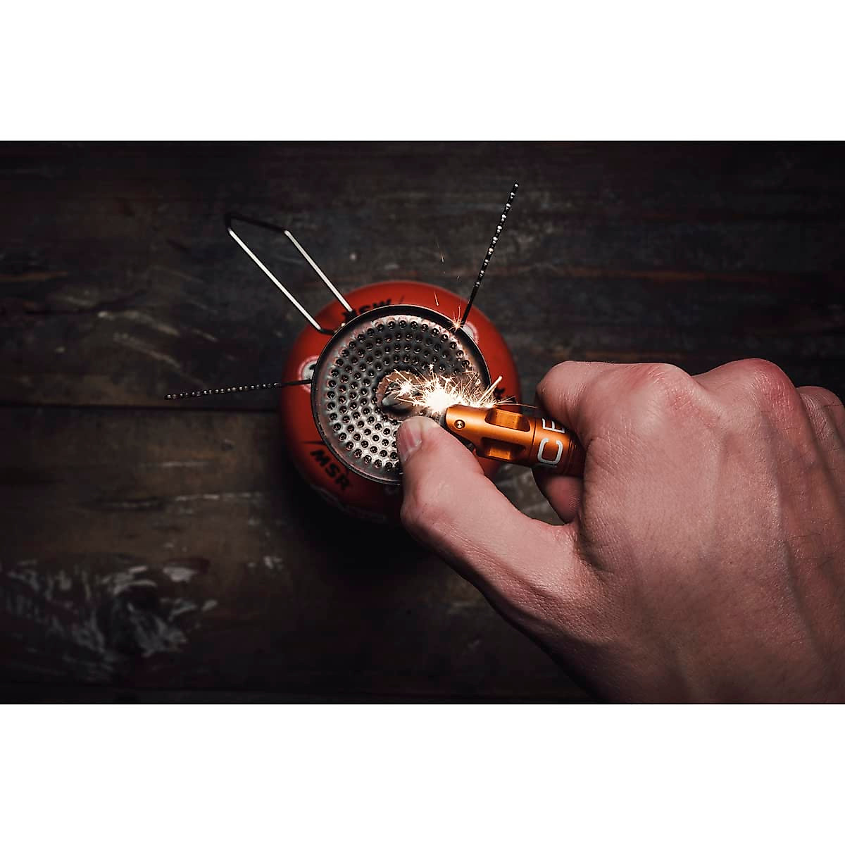 Exotac nanoSPARK Ultra-Compact Fire Starter with One-Handed Operation High-Spark Flint Wheel and Waterproof Storage Compartment Holds quickLIGHT Tinder and Up to 5 Replacement Flints