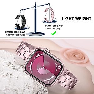 TRUMiRR Band for Apple Watch Series 9 41mm Pink Women, Slim Stainless Steel Watchband Feminine Strap Replacement for iWatch SE Series 9 8 7 6 5 4 3 2 1 41mm 40mm 38mm