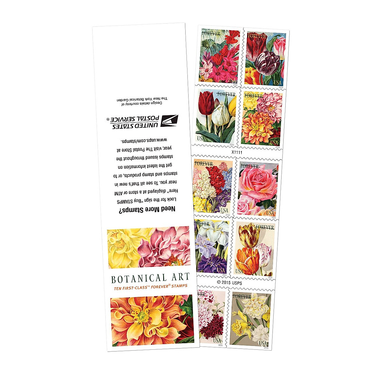 Botanical Art Forever Stamps - Sheet of 10 Postage Stamps