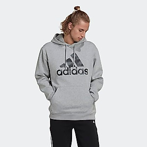adidas Men's Essentials Camouflage Printed French Terry Hoodie, Medium Grey Heather, Small