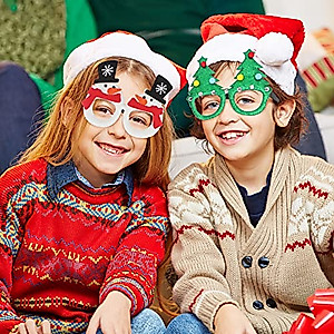 WWW 9Pcs Christmas Glasses Glitter Party Glasses Frames Christmas Decoration Costume Eyeglasses Funny Eyewear with 9 Designs for Christmas Party Favors Holiday Favors (One Size Fits All)