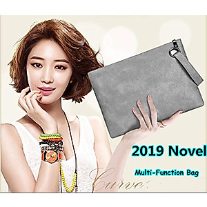 Unique Vegan Women Clutch Bag PU Leather Envelope Clutch Bag Handbag Wristlets for Beach Holiday (black)