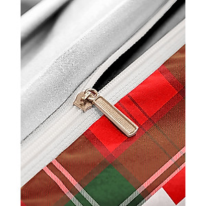 ZIRANSHU Christmas Duvet Cover Queen Size, Holiday Decoration Christmas Theme Bedding Sets Printed with Christmas Elements Such As Pine Cones, Bells, Birds(1 Duvet Cover + 2 Pillowcase)