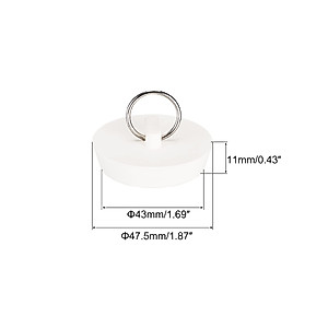 uxcell Rubber Sink Plug, White Drain Stopper Fit 1-3/4" to 1-7/8" Drain with Hanging Ring for Bathtub Kitchen and Bathroom