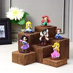 MOOCA Wooden 6 Pcs Square Risers for Display Jewelry and Accessories Display Stand Wooden Risers For Jewelry Figurine, Brown
