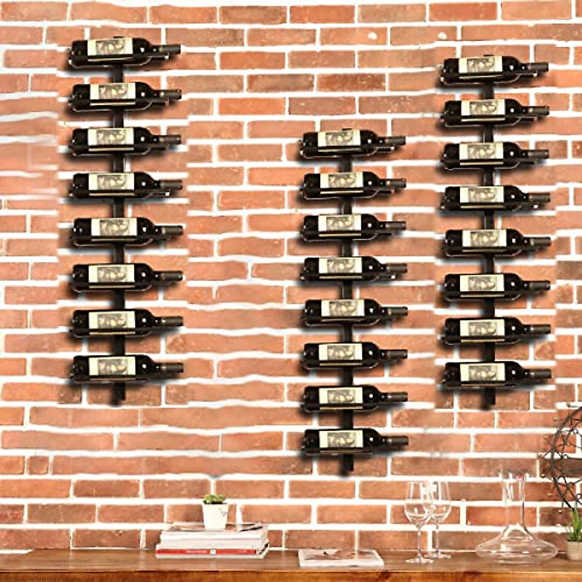 Gdrasuya10 Wall Mounted Wine Rack for 8 Bottles, Wall Wine Rack Wrought Iron Wine Storage Display Holder Rack Wine Bottle Hanging Holder Rack (Black)