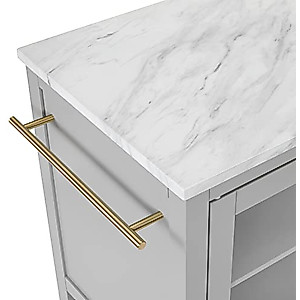 Crosley Furniture Katrina Kitchen Island with Faux Marble Top, Gray