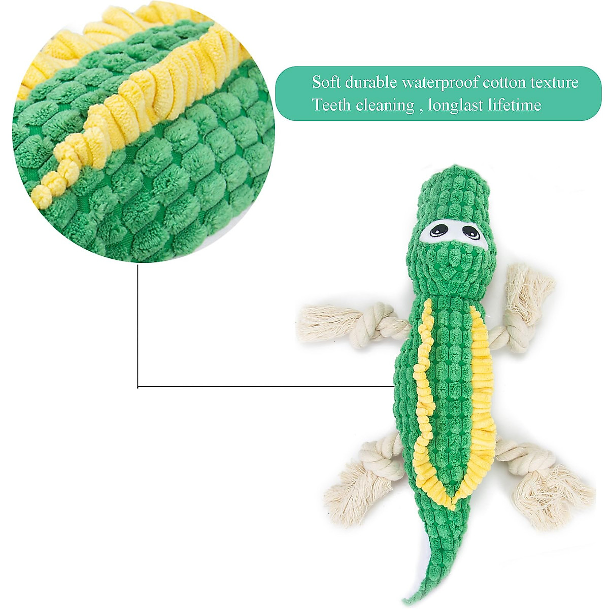 WildWave Dog Plush Toys Dog Chew Toys Pet Squeaky Toys with Squeaker, Interactive Chewing and Long-lasting Soft Toys for Puppy Small Medium Dogs Teeth Cleaning Training(Crocodile)