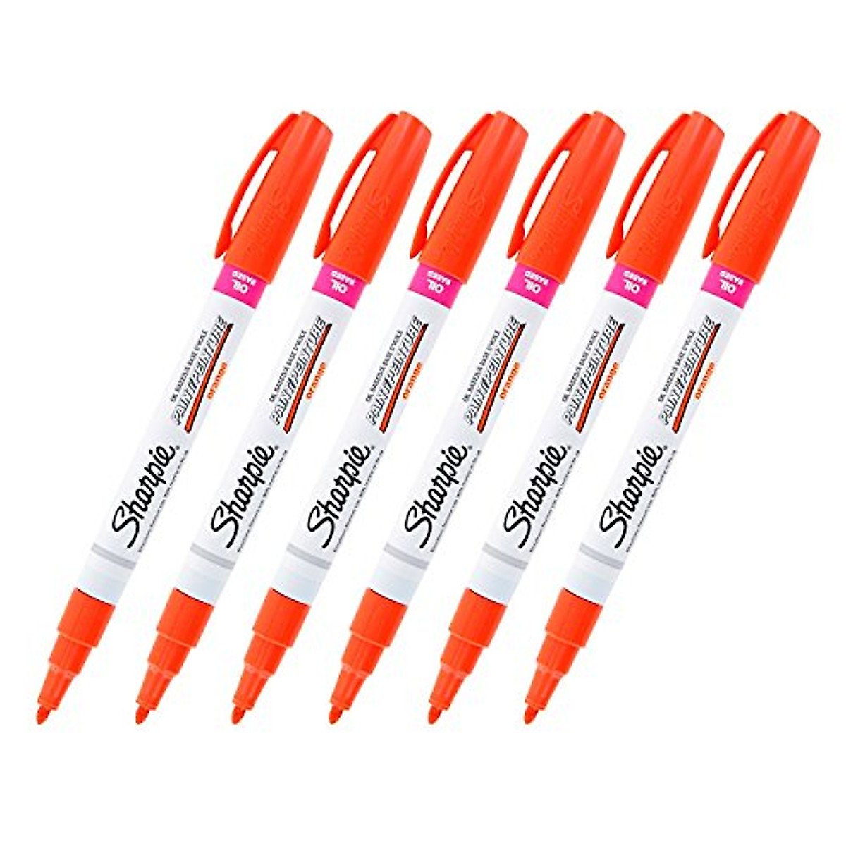 Sharpie Oil-Based Paint Marker, Fine Point, Orange Ink, Pack of 6