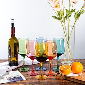 KOXIN-KARLU Unbreakable Classic 18 ounce All-Purpose Plastic Stem Wine Glasses Acrylic Glasses, set of 6 Multicolor