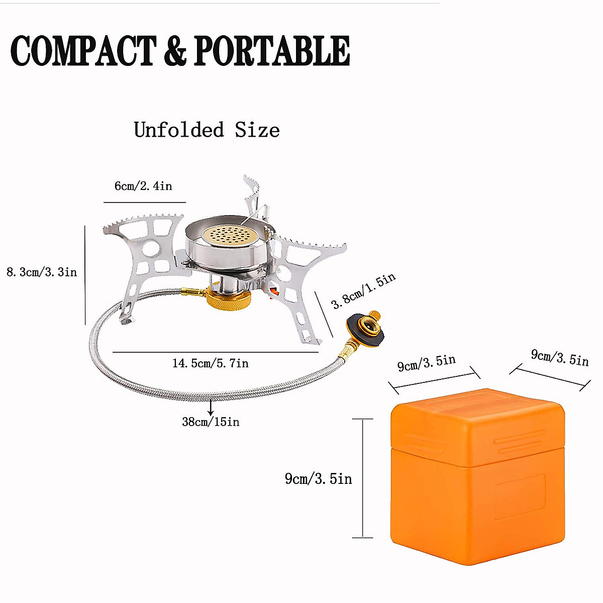 SVNVIOZ Camping Stove Windproof Backpacking Stove with Piezo Ignition, Plastic Storage Box, 2 Types Fuel Canister Adapters, Camping Gear Portable Stove for Outdoor Camping Hiking Cooking