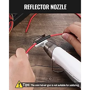 WORKPRO 7.2V Mini Cordless Heat Gun, 680℉ Hot Air Gun with Reflector Nozzle, 3 Temp Settings - Cool Air, 302℉(150℃)/680℉(360℃), Fully Ceramic Heating Core for Craft Embossing, Shrink Wrapping PVC