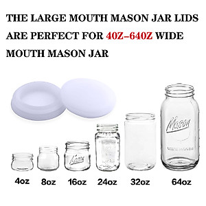 Wide Mouth Mason Jar Lids - Large Mouth Canning Lids Fit for All Wide Mouth Mason Jars,Food Grade Silicone Mason Jar Caps,Dishwasher Safe,Leak Proof Reusable Jar