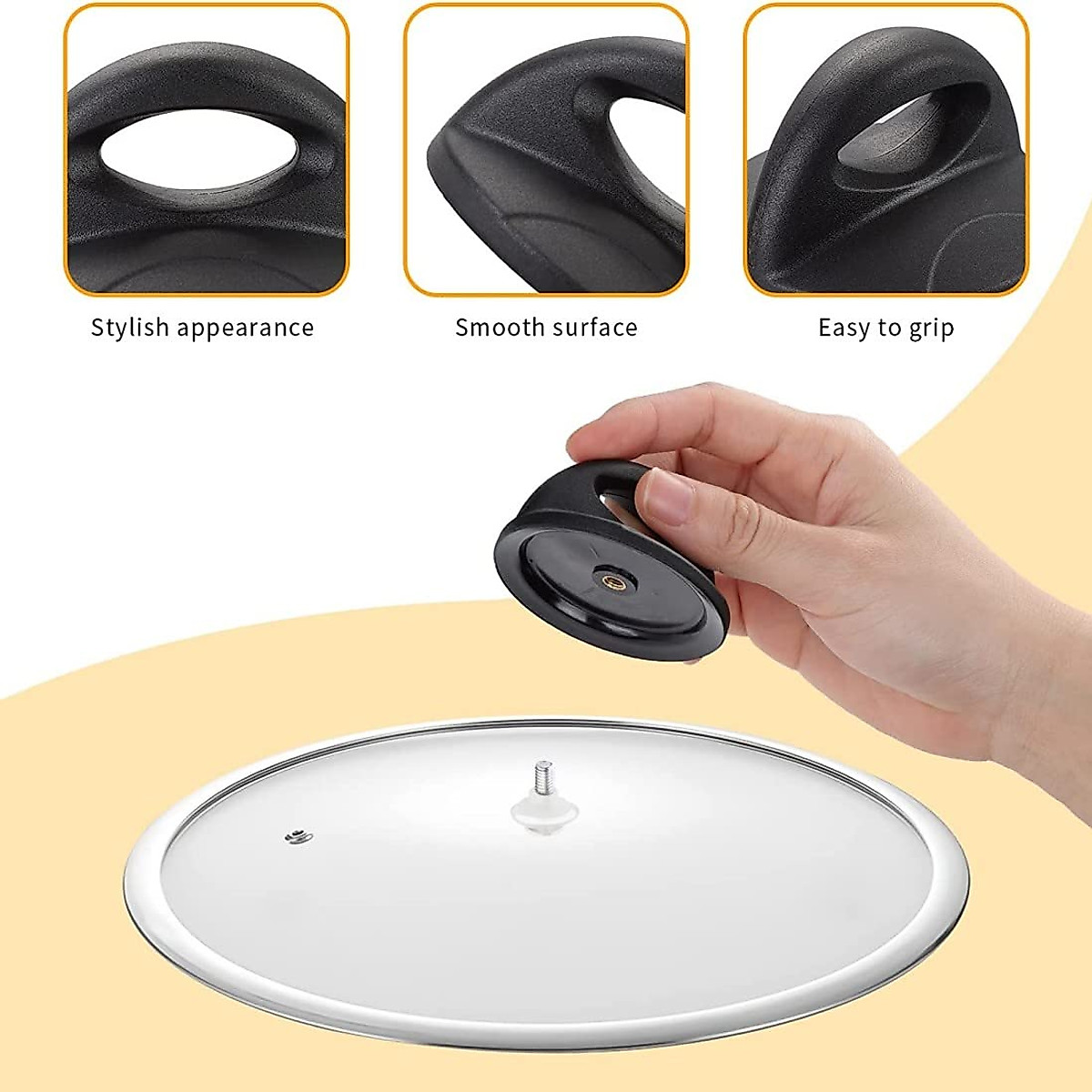 2 Pcs Universal Pot Lid Knob, Pot Lid Handle Replacement Knob, Kitchen Cookware Heat Resistant Pot Knob, Easy Grip Lid Handle, Compatible with Kitchen Cookware Casserole Glass Saucepan Kettle