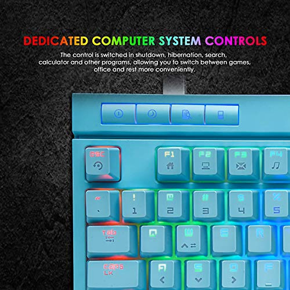 RGB Rainbow Mechanical Gaming Keyboard and Mouse Combo Blue Switch 87 Keys Backlit Keybaord with Lightweight Honeycomb Shell Wired RGB Gaming Mouse 6400 DPI Mouse pad for PC Gamers Xbox One PS4 PS5