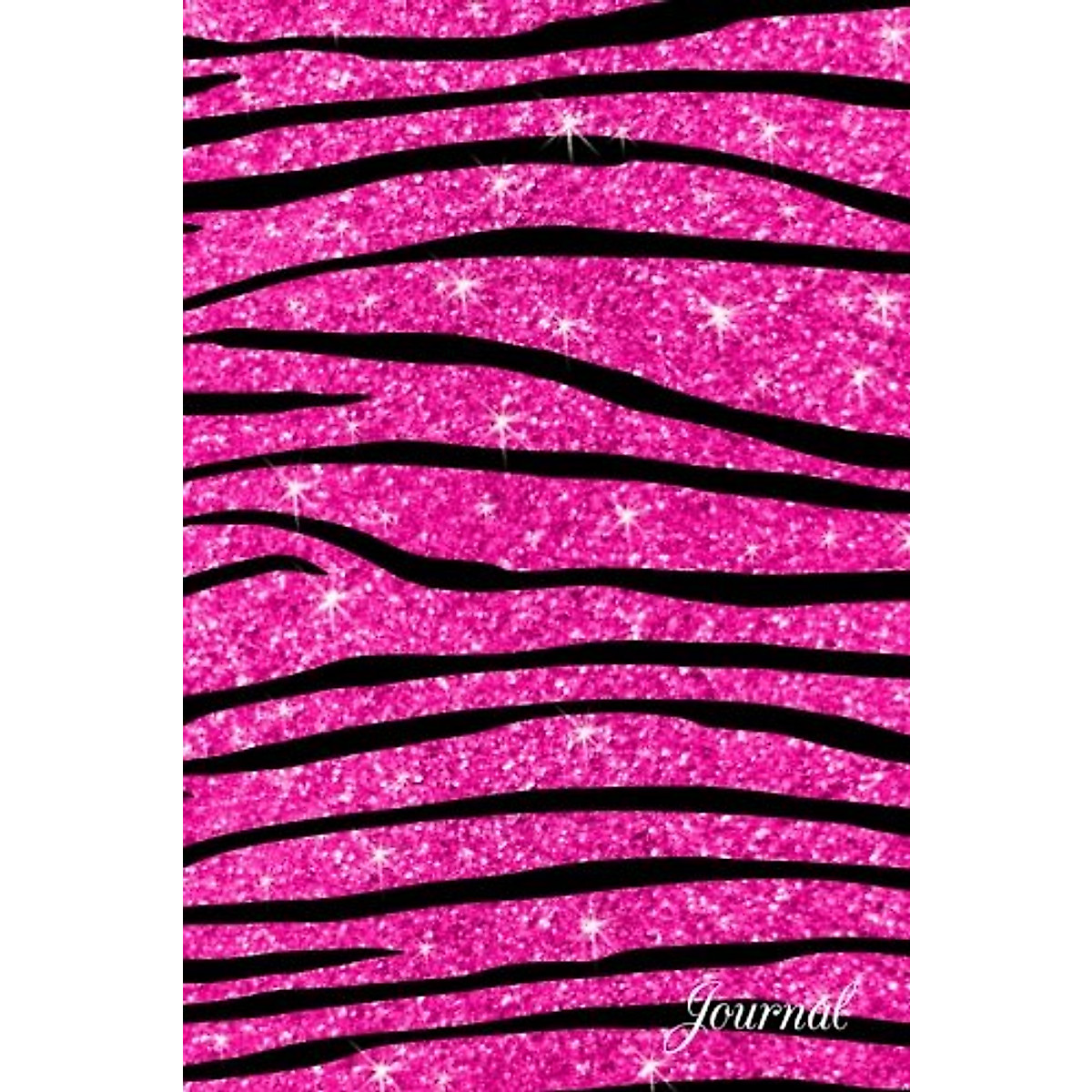 Journal: Faux neon hot pink glitter zebra stripes notebook