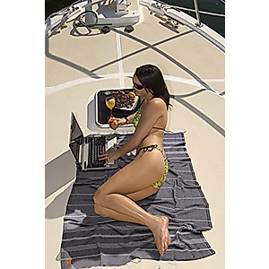 Gold CASE Turkish Beach Towel Bath Towels LYCIA Series - Set of 6 - XXL Oversized 70x38 inches -100% Cotton - Quick Dry Lightweight Sand Free Turkish Towel (Black)