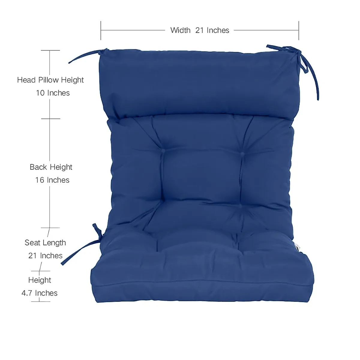 QILLOWAY Indoor/Outdoor High Back Chair Cushion,Tufted, Replacement Cushions - Pack of 4. (Navy)