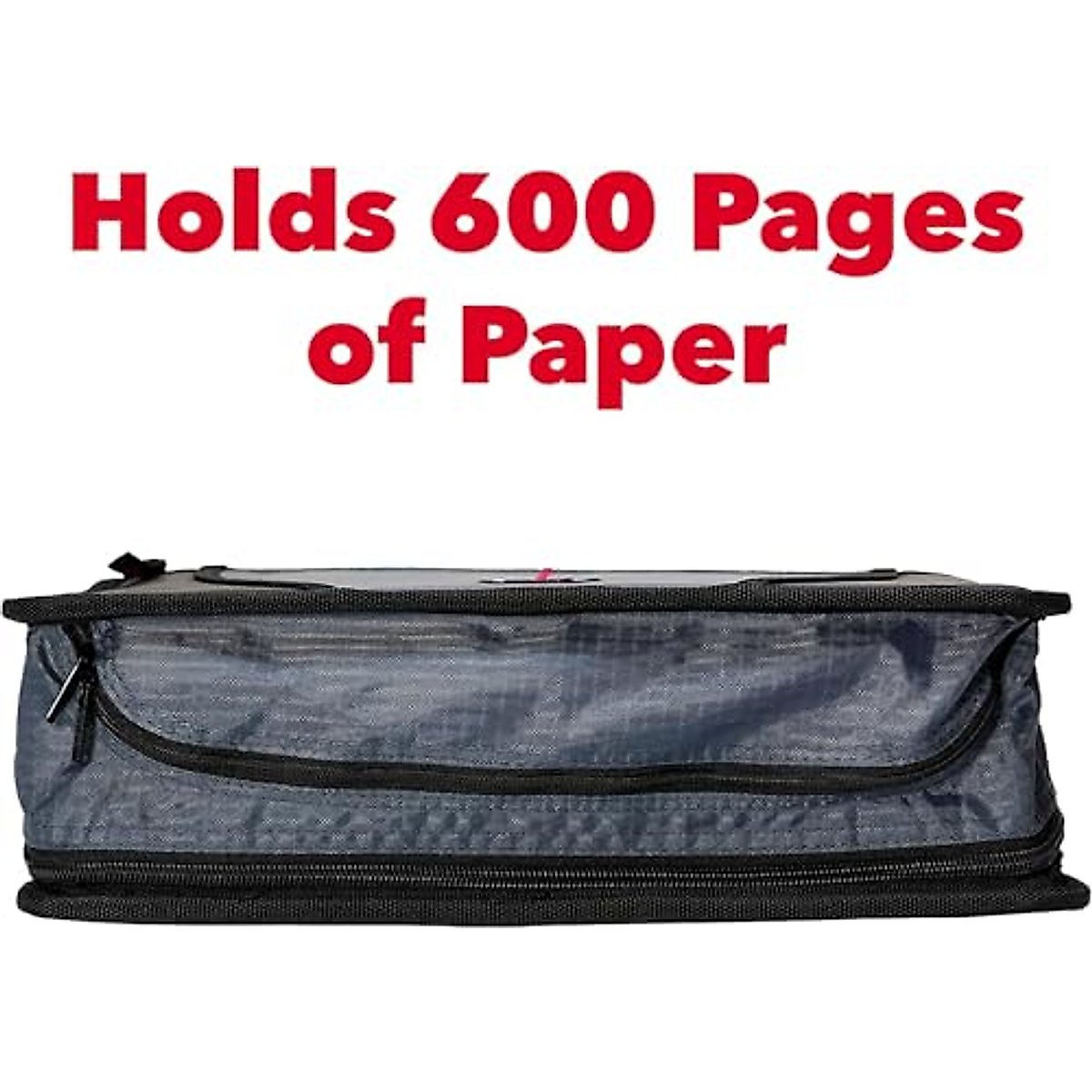 Case-it Mighty Zip Tab Zipper Binder, 3" O-Ring with 5-Color tabs, Expanding File Folder and Shoulder Strap and Handle, D-146-JBK Jet Black