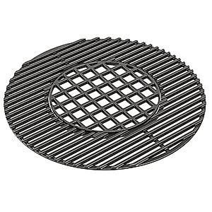 QuliMetal 8835 Cast Iron Gourmet BBQ System Cooking Grate for Weber 22.5 inches One-Touch Silver, Bar-B-Kettle, Master-Touch and One-Touch, 22 1/2 Inch Weber Performer and Premium Charcoal Grill