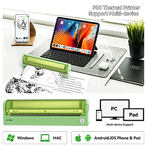 PeriPage P80 Portable Printer,Thermal Wireless Bluetooth Printer Support 8.5" X 11" US Letter & Legal,A4 Thermal Paper, Inkless Printer Compatible with iOS, Android Phone,Laptops (Green 203dpi)