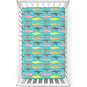 Whale Themed Fitted Crib Sheet,Standard Crib Mattress Fitted Sheet Toddler Bed Mattress Sheets-Crib Mattress Sheet or Toddler Bed Sheet,28“ x52“,Multicolor