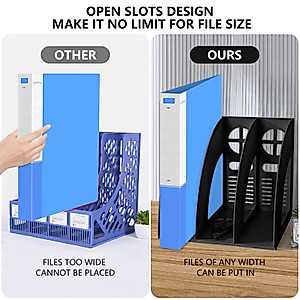 Marte Vanci 2 Pcs Magazine File Holder Book Desktop Organizer Plastic Storage Sturdy Vertical 3 Section Folder (Black)