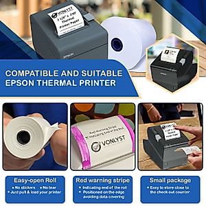 Vonlyst 3 1/8 x 230 Thermal Paper Receipt Roll for Epson Printer (Pack 12 rolls)