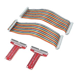 Quluxe 2 Set RPi GPIO Breakout Expansion Board + Ribbon Cable + Assembled T Type GPIO Adapter FC40 40pin Flat Ribbon Cable for Raspberry Pi B+ Kit