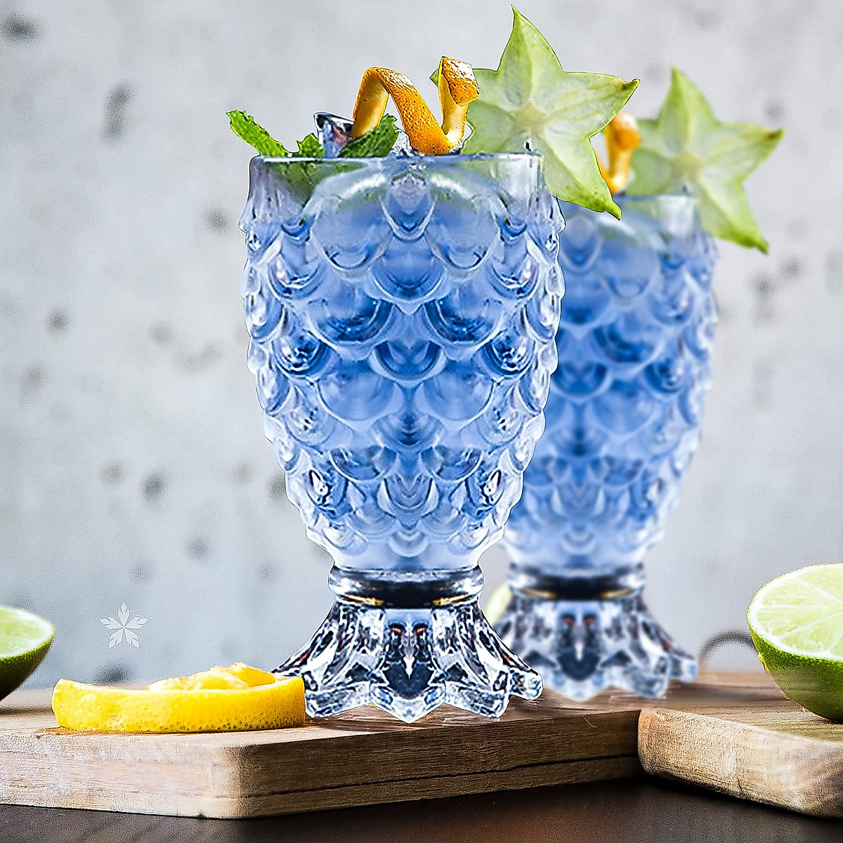 INFTYLE Set of 6 Pineapple Cocktail glasses Vintage glassware Whiskey Glasses Classic Wine Drinking Glasses Mixed Drinkware Sets Gift for Men Women(8oz)