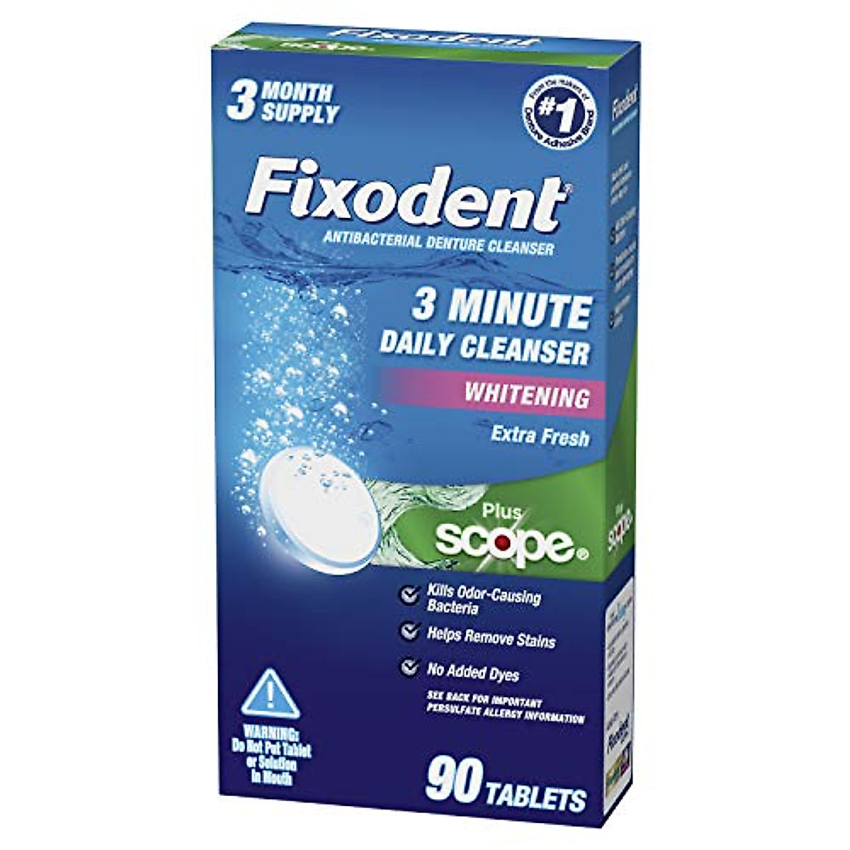 Fixodent 3 Minute Daily Cleanser Tablets Plus Scope - 90 ct