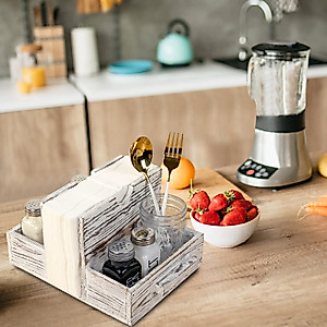 Napkin Holder, Tissue Holder, Napkin Holder For Table,Can Hold Seasoning Bottles, Rustic Style, Suitable For Kitchens, Dining Tables, Parties, Weddings, White