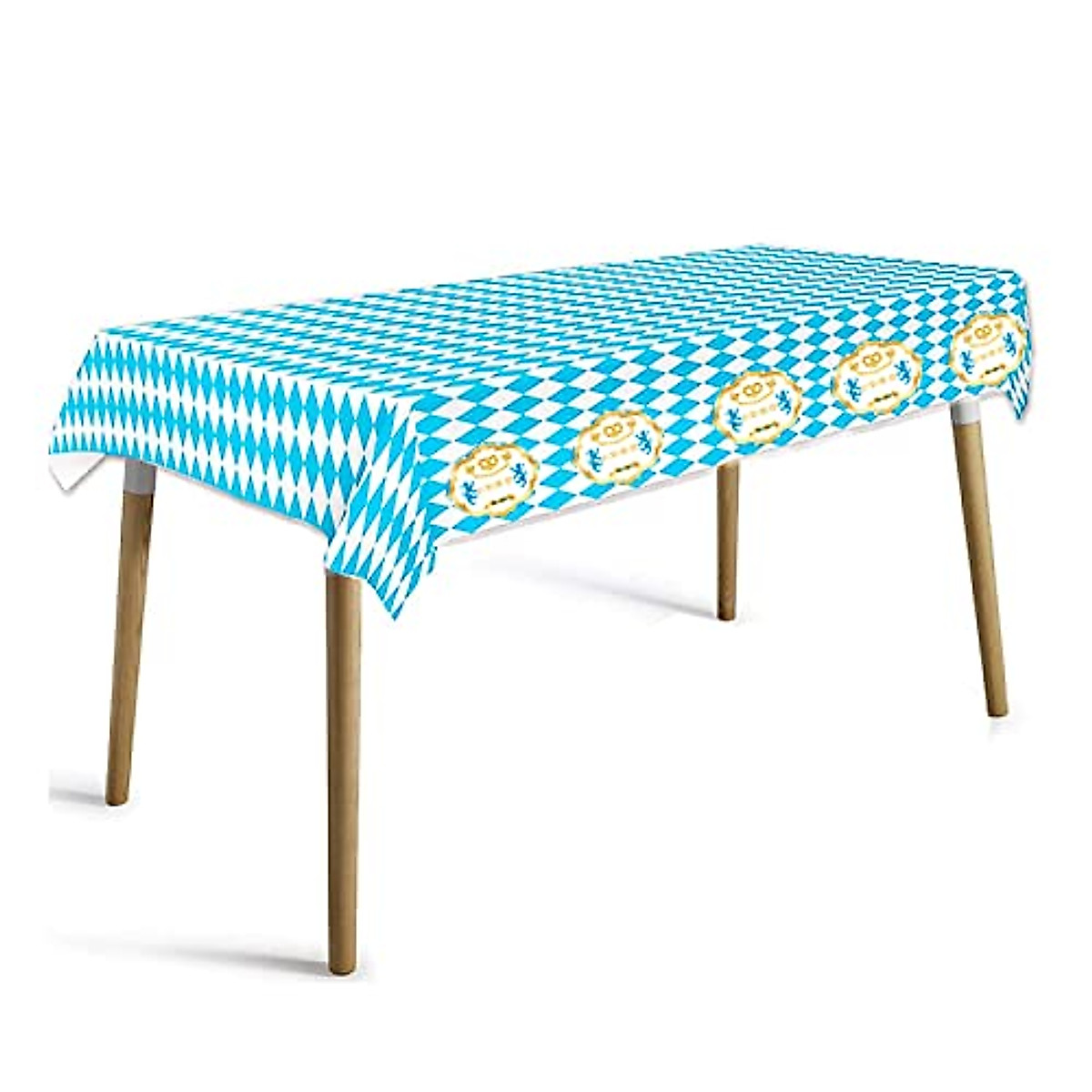 UOMNICUE Oktoberfest Tablecloth, 3Pcs Oktoberfest Disposable Table Cloth with Gold Oktoberfest Welcome Print Oktoberfest Waterproof Tablecover Banner for Oktoberfest Party Decorations 108 X 54 Inch