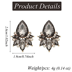 FENBORY Vintage Style Black Grey Rhinestone Earrings, Crystal Cluster Drop Earrings, Eco-friendly Alloy Plated Gold, Hypoallergenic