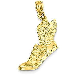 IceCarats 14K Yellow Gold Running Shoe Necklace Charm Sports Pendant 26mm x 15mm Only