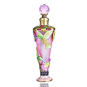YU FENG Hummingbird Flower Perfume Bottles Empty Vintage Decorative Fancy Crystal Glass Perfume Bottle Refillable(Pink,35ML)