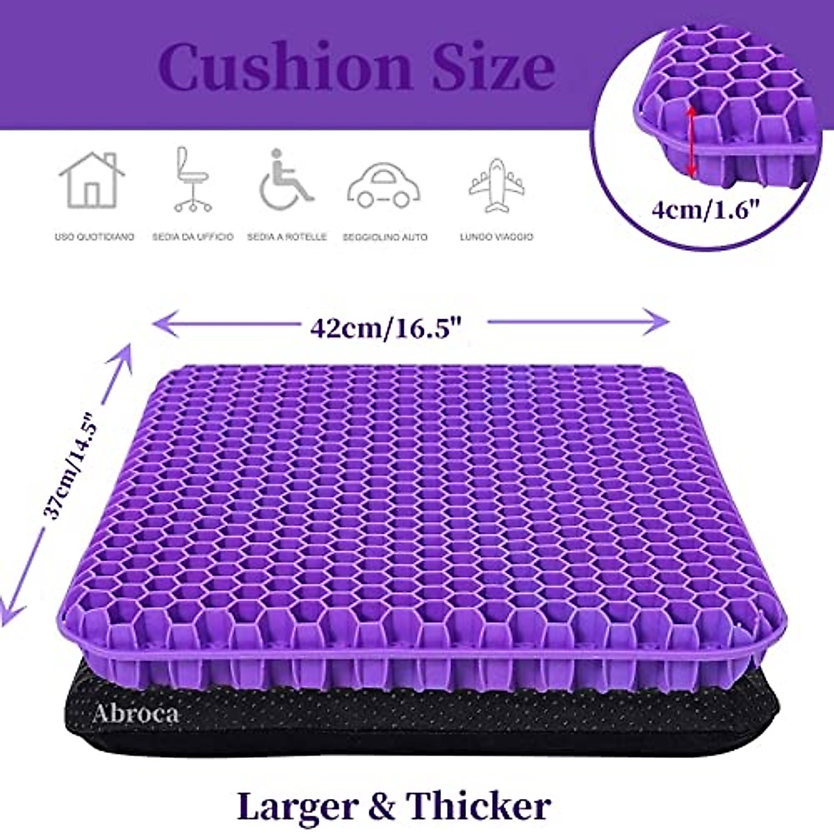 Gel Seat Cushion for Long Sitting, Double Thick Office Desk Home Wheelchair Seat Cushions for Back Hip Sciatica Tailbone Pain Sore Pressure Relief, Egg Gel Cooling Game Chair Pad for Car Truck Driver