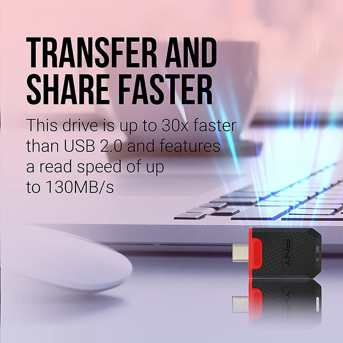 PNY 512GB Elite USB 3.1 Gen 1 Type-C Flash Drive - 130MB/s