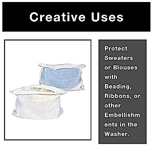 Smart Design Delicates Wash Bag with Safety Zipper - Set of 2 - Washer and Dryer Safe - Mesh Polyester Material - Delicates, Lingerie, and Baby Clothes - 18 x 15 Inch - White