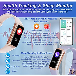Slim Fitness Tracker for Women Men, 1.1" AMOLED Screen Fitness Watch, 24/7 Heart Rate /Blood Pressure /SpO2 /Sleep Monitor, 5 ATM Waterproof Step Calorie Counter Sports Band for iOS Android