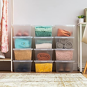 IRIS USA 17 Qt Clear Storage Box, BPA-Free Plastic Stackable Bin with Lid, 12 Pack, Containers to Organize Shoes and Closet Shelves, Classroom Organization Teacher Tools, Game Storage