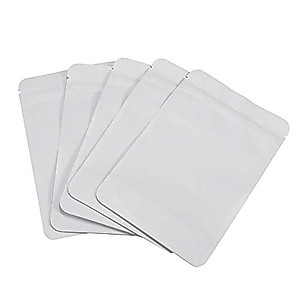 GooGou Matte white Resealable Zip Mylar Bag Food Storage Aluminum Foil Bags Smell Proof Pouches 50pcs (5.11x7.99in)