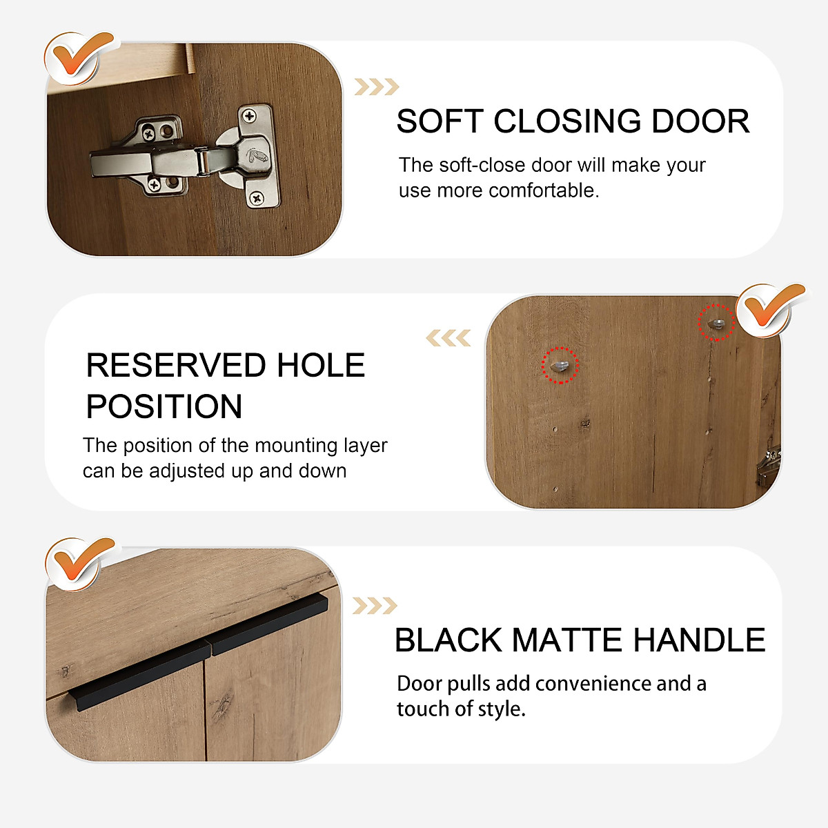 Pvillez 30 inch Bathroom Vanity with Sink Combo, 30" Pedestal Bathroom Vanity Cabinet with Ceramic Basin Sink Top & Soft Close Door, Freestanding Modern Bathroom Vanity for Small Space, Imitative Oak