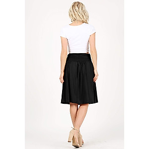 Black Skirts for Women Knee Length High Waisted Black Skirt Flowy Skirt Black Aline Skirt Black Pocket Skirt (Size XX-Large, Black)