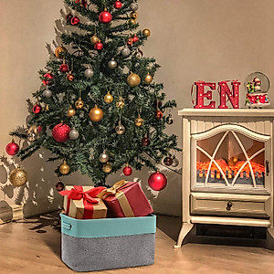 HOKEMP Large Foldable Storage Bins [3-Pack] -14.9 x 10.6 x 9 inch Storage Basket Collapsible Durable Organizer Bin with Carry Handles for Nursery, Home Closet, Toys, Towels, Laundry (Teal)