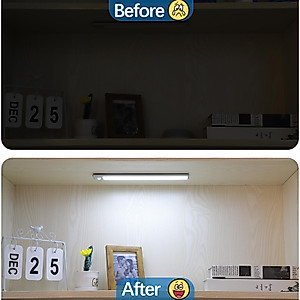 YLXS 51-LED Motion Sensor Under Cabinet Light, 12-inch Magnetic Rechargeable Under Counter Closet Lights, Wireless Night Light Bar, 3-Pack, Cool White