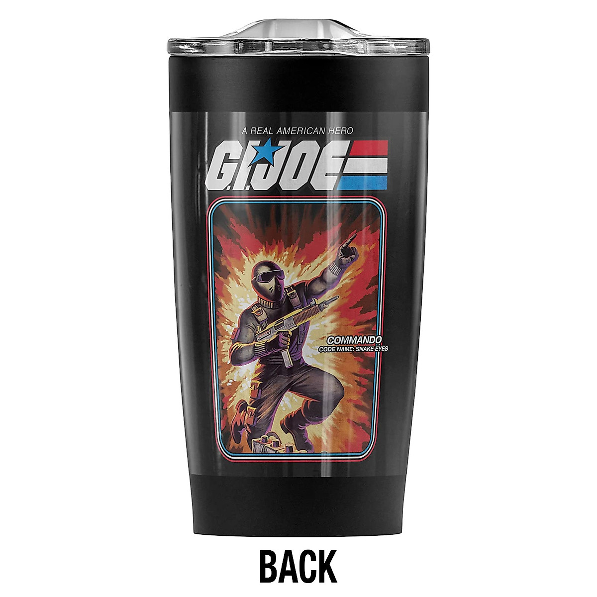 Logovision G.I. Joe Snake Eyes Card Stainless Steel Tumbler 20 oz Coffee Travel Mug/Cup, Vacuum Insulated & Double Wall with Leakproof Sliding Lid | Great for Hot Drinks and Cold Beverages