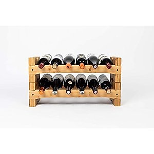 Vistal Stackable Wine Rack | Modern Countertop Bottle Storage | Freestanding Wine Organizer | Custom Design | Solid Wood